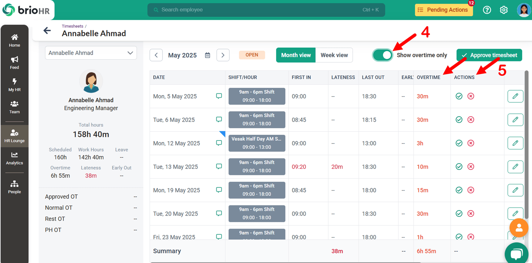 How to Approve Employee Overtime in BrioHR Time Attendance Module