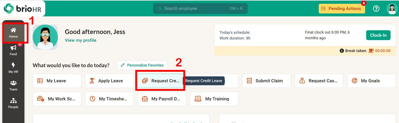 How to Request Credit Leave in BrioHR (Browser Guide)