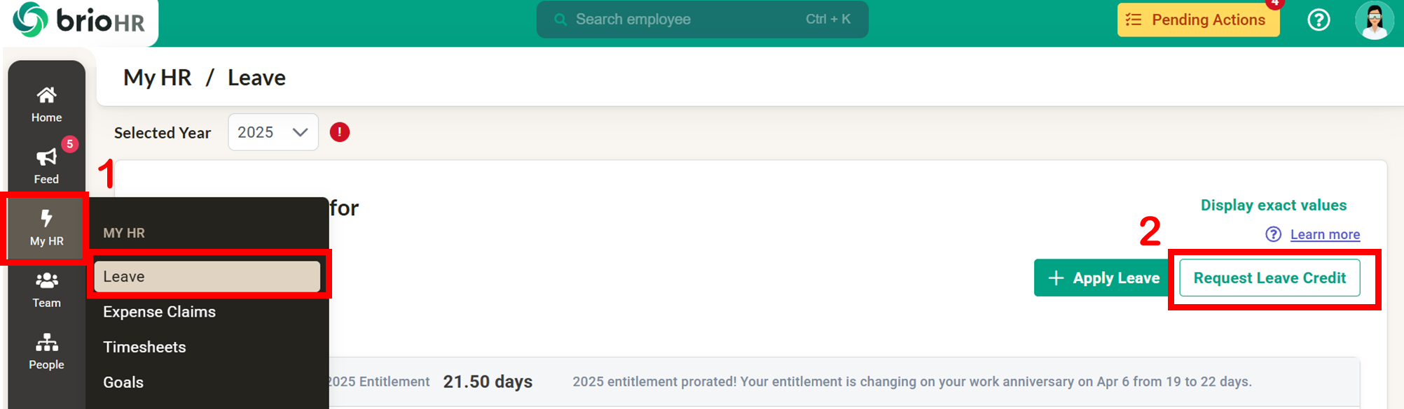 How to Request Credit Leave in BrioHR (Browser Guide)