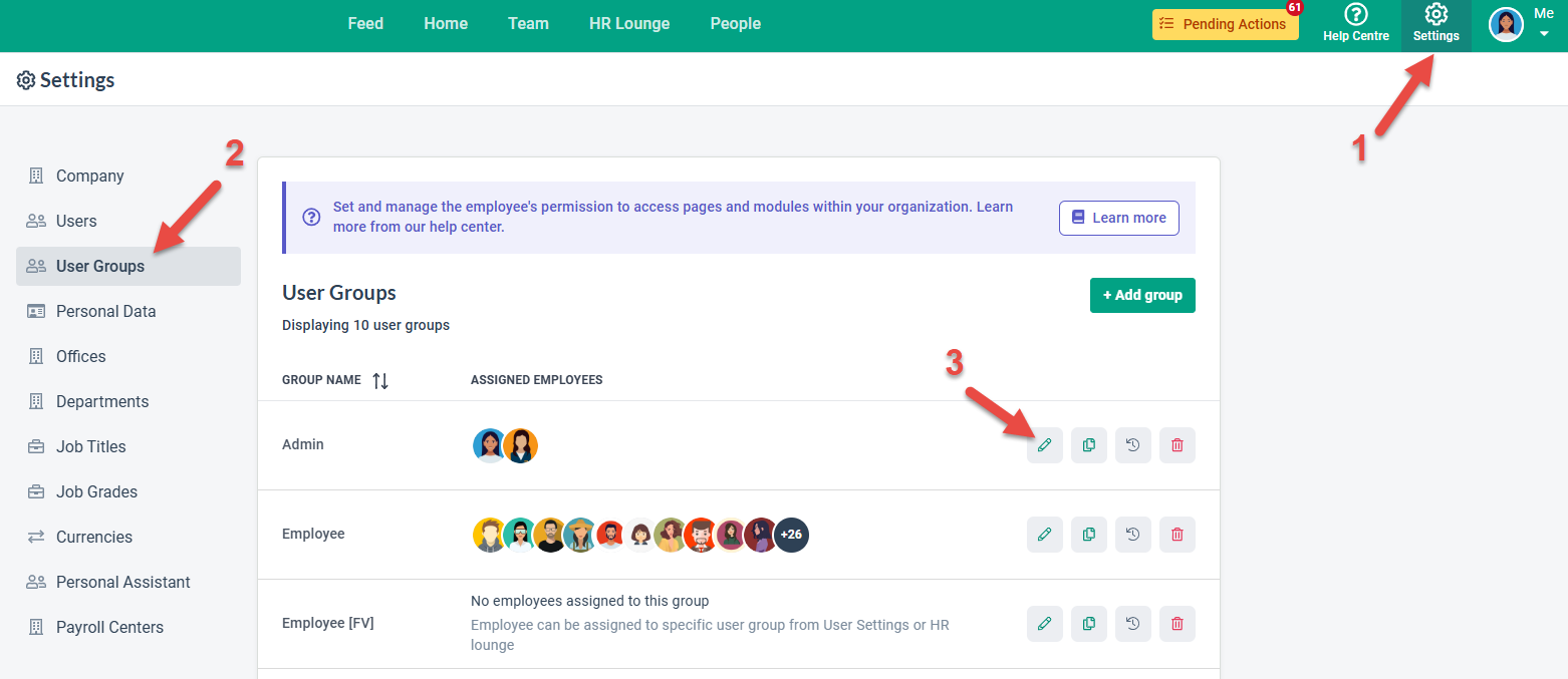 How to enable user group access for Employee (Claim Module)