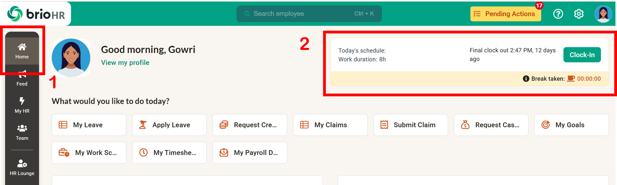How to Clock In and Clock Out Using BrioHR (Browser Guide)