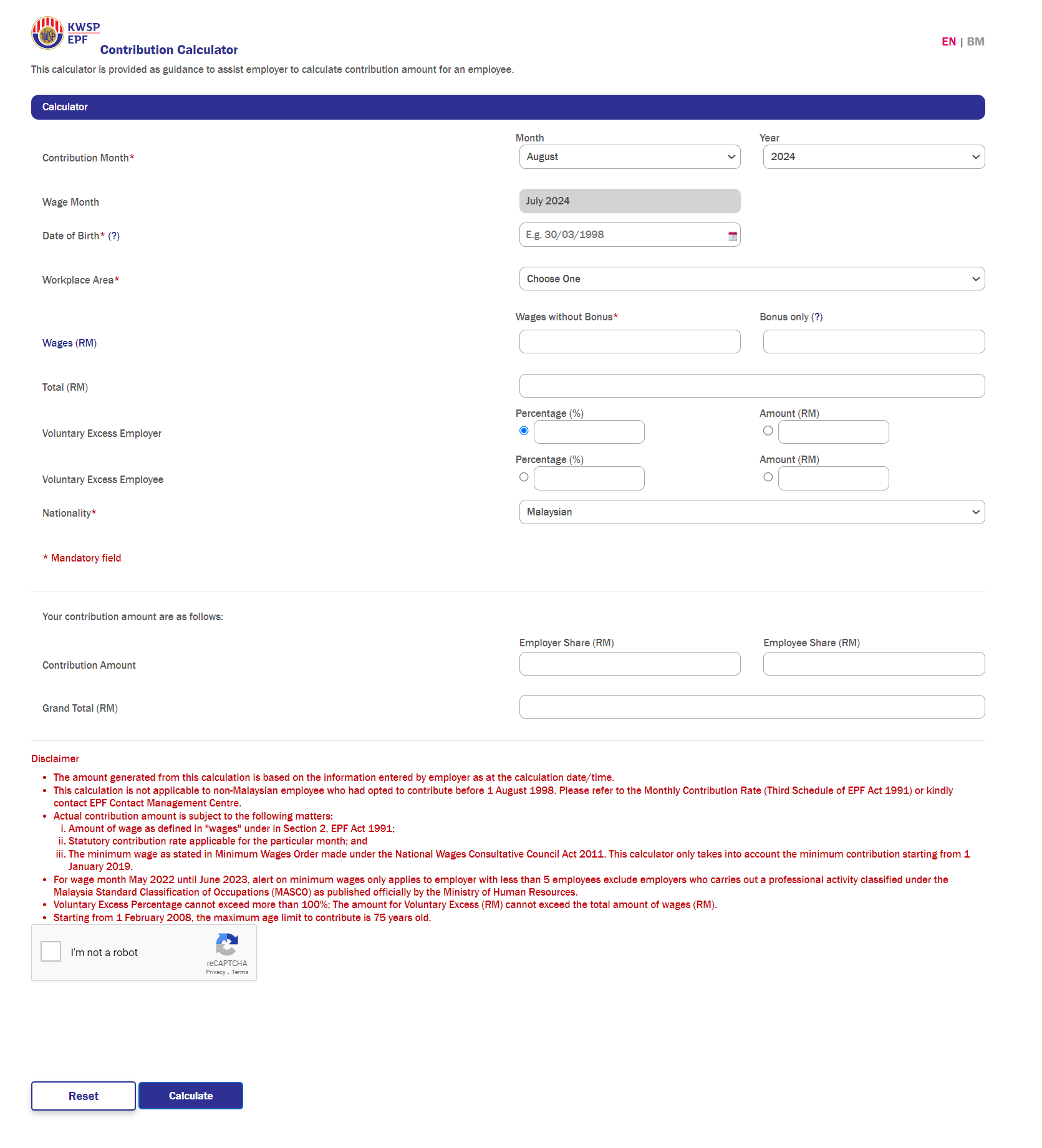 How to calculate EPF contribution using KWSP Calculator