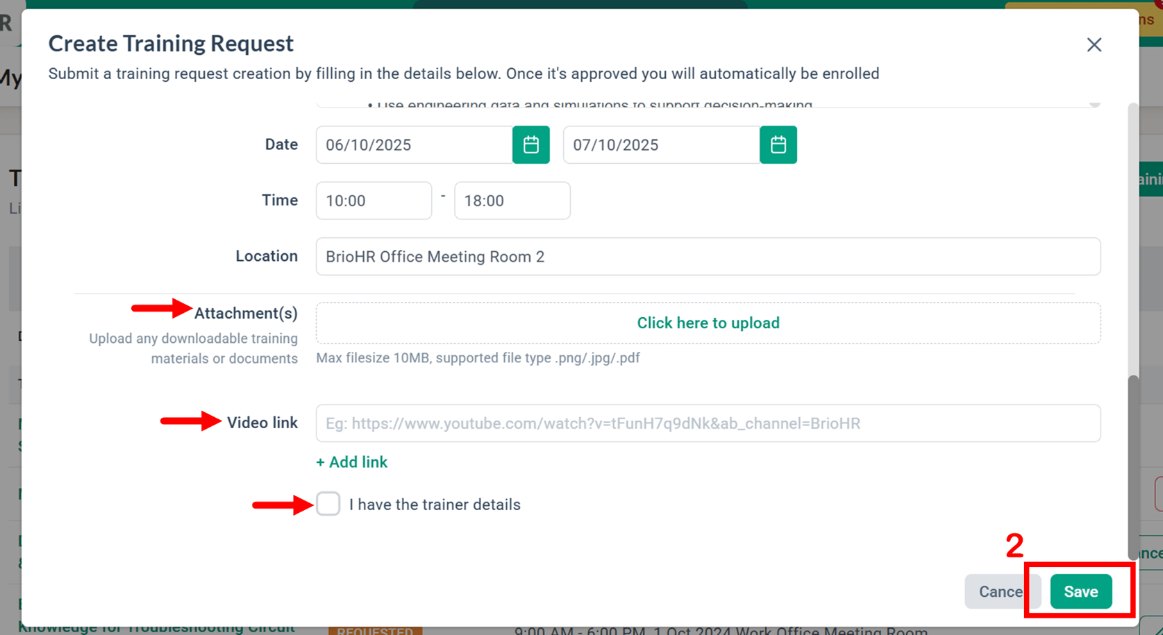 How to Create a Training Event Request