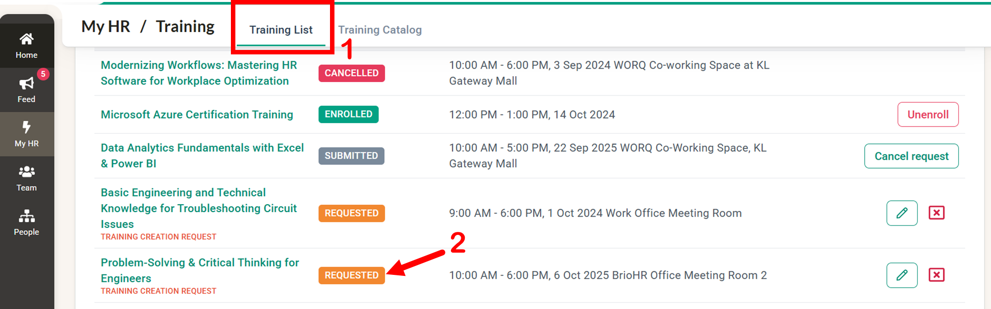 How to Create a Training Event Request