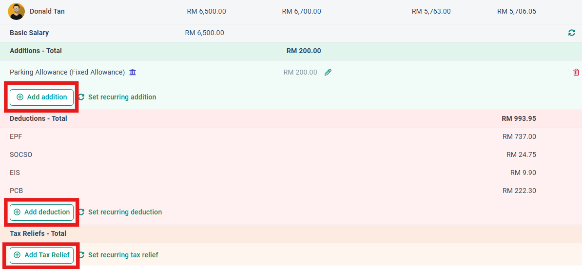 How to Add Pay Items for an Individual (Additions, Deductions & Tax Reliefs)