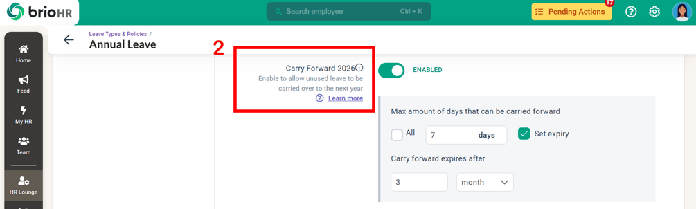 How to Enable and Configure Carry Forward of Previous Year Leave ...