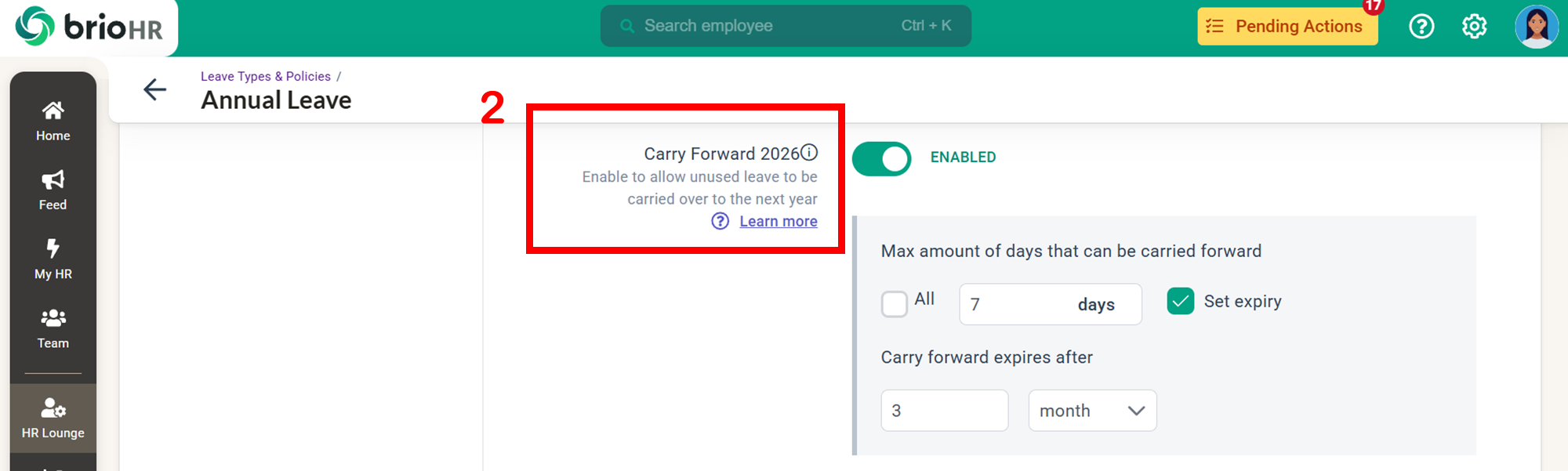 How to Enable and Configure Carry Forward of Previous Year Leave ...
