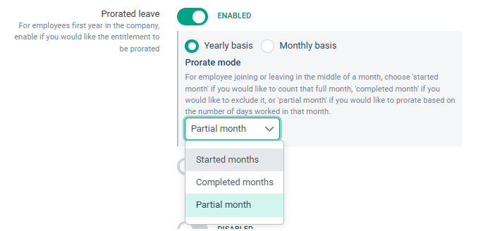 How to Enable/Disable Prorate Leave