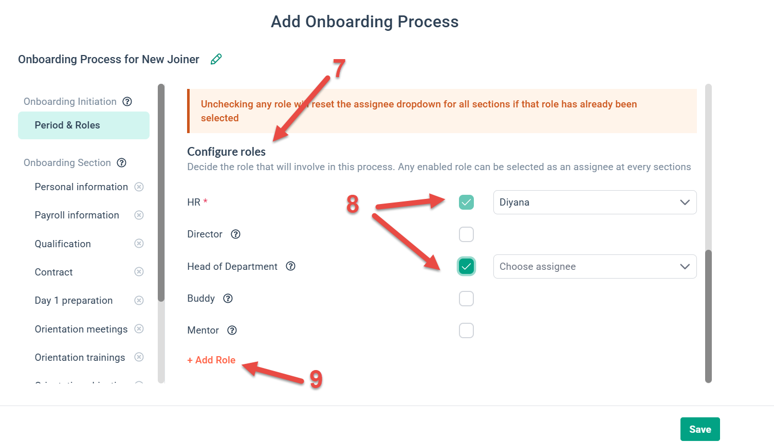 How to create a new onboarding process and setup period & roles (Onboarding Module)