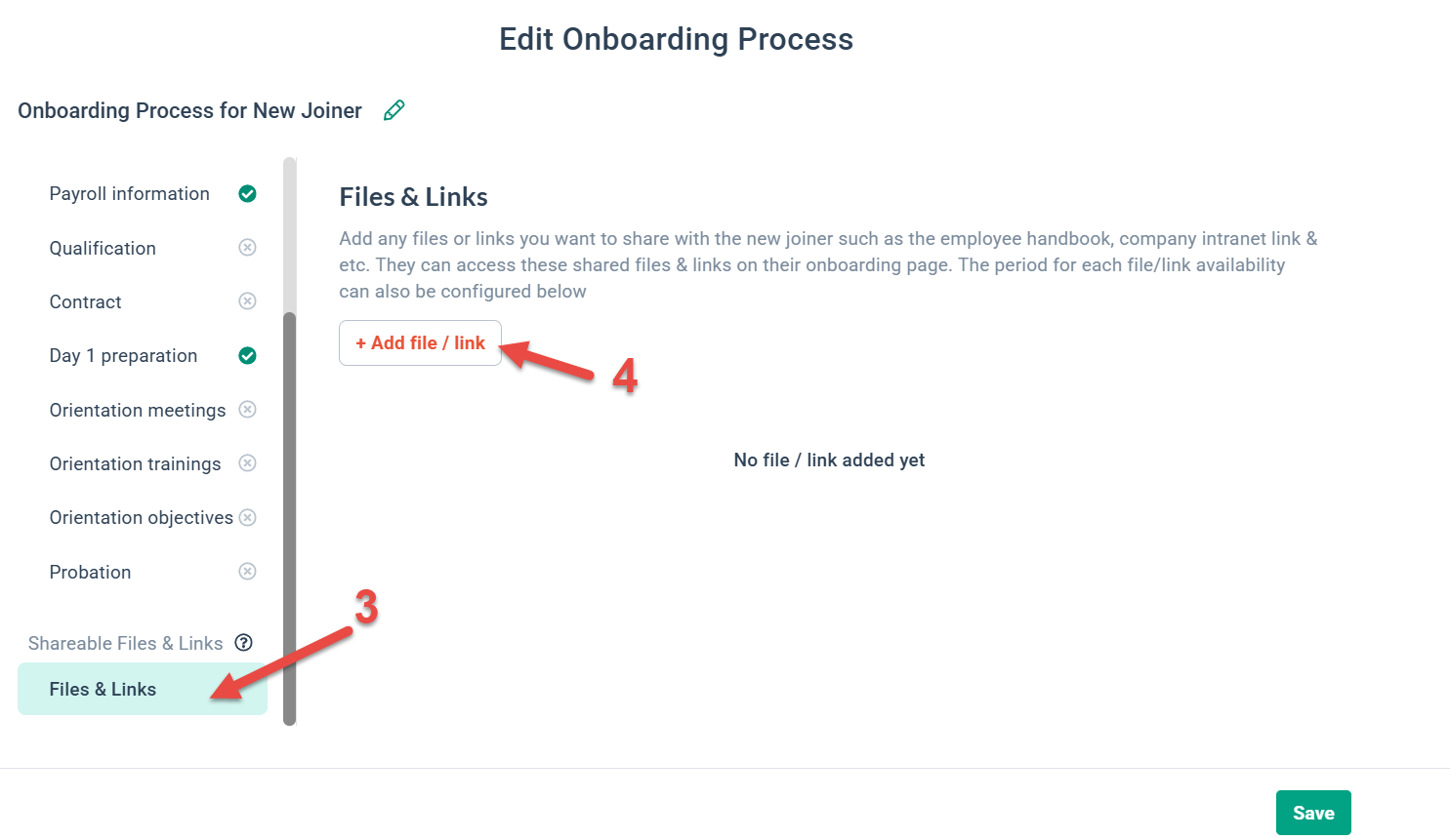 How to setup a Files & Links (Onboarding Module)