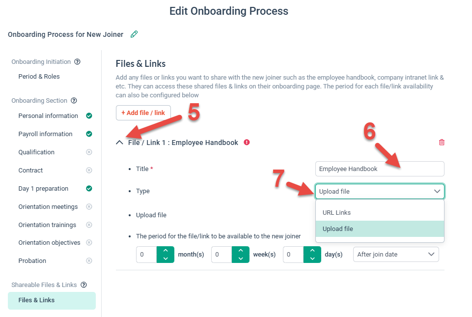 How to setup a Files & Links (Onboarding Module)