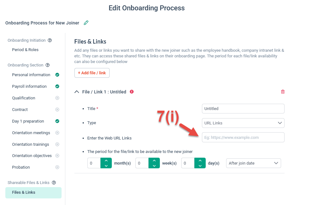 How to setup a Files & Links (Onboarding Module)