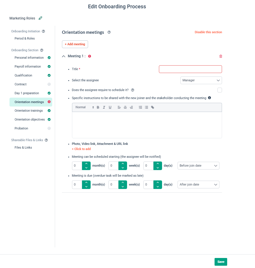 How to Enable Onboarding Sections and Include Necessary Information