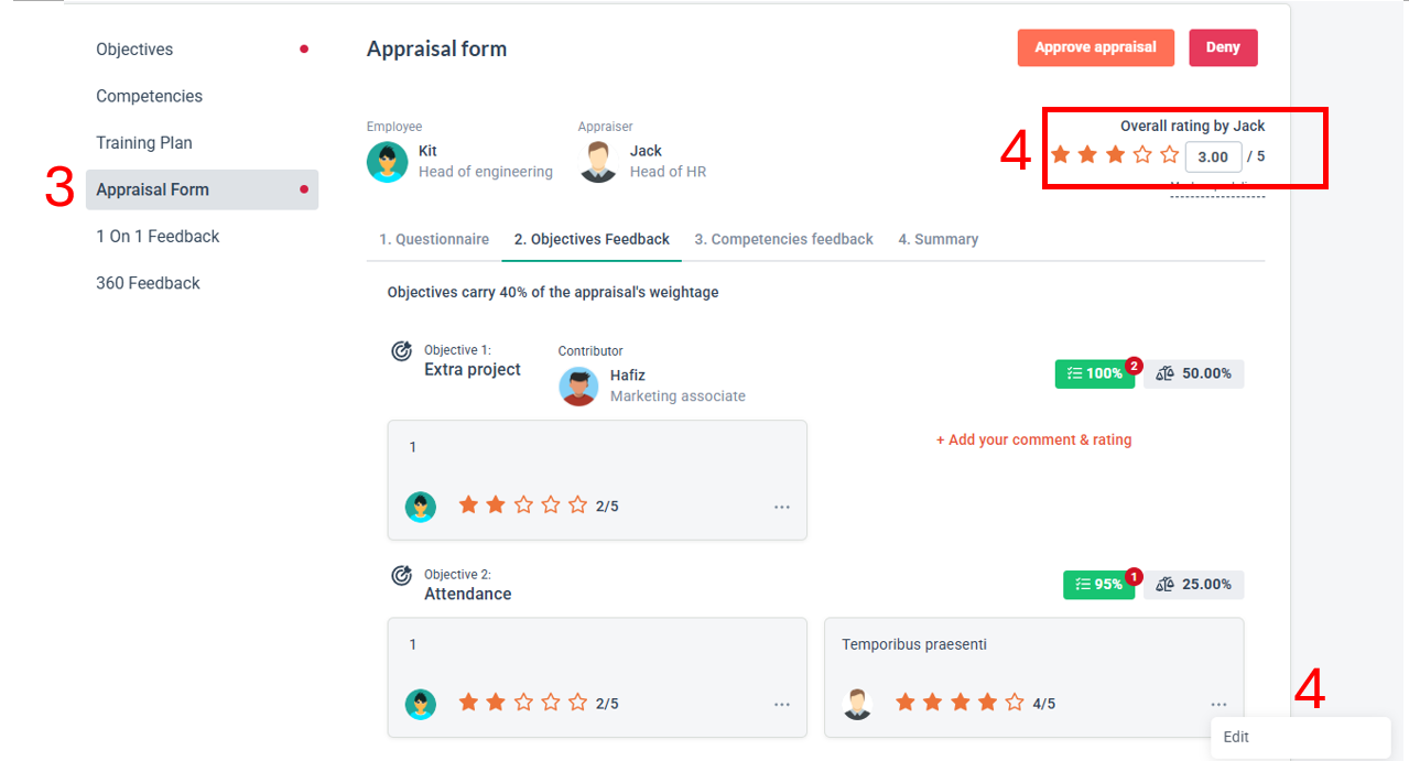 How to Manually Adjust an Employee's Appraisal Rating Before Calibration