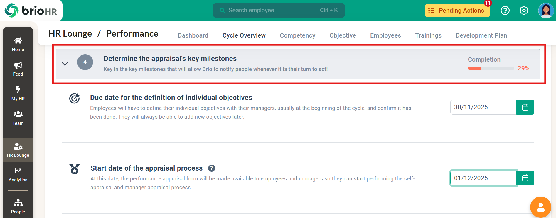 How to Set Up a Performance Cycle in BrioHR