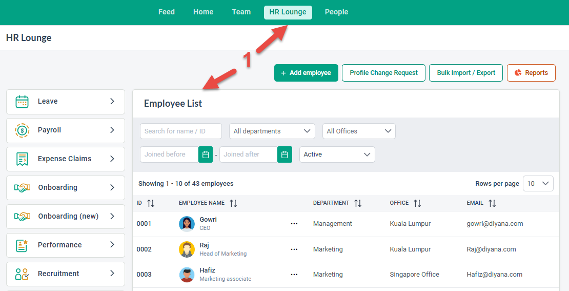 How to change payroll center for employee (by HR/Admin)