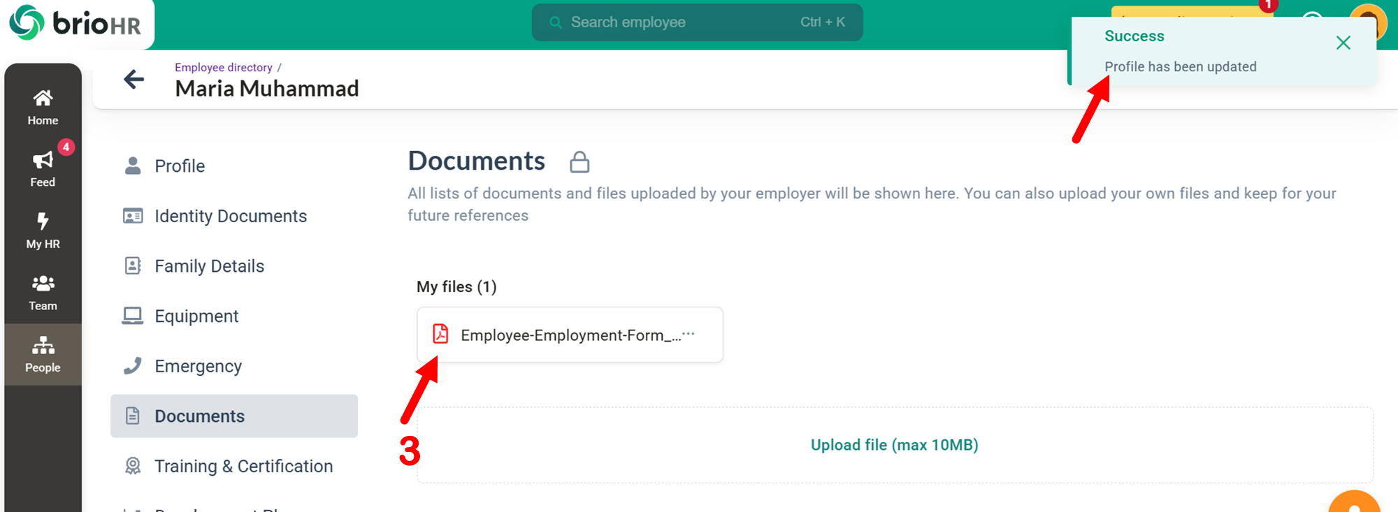 How to Upload, Download and Delete the Documents in Profile BrioHR?