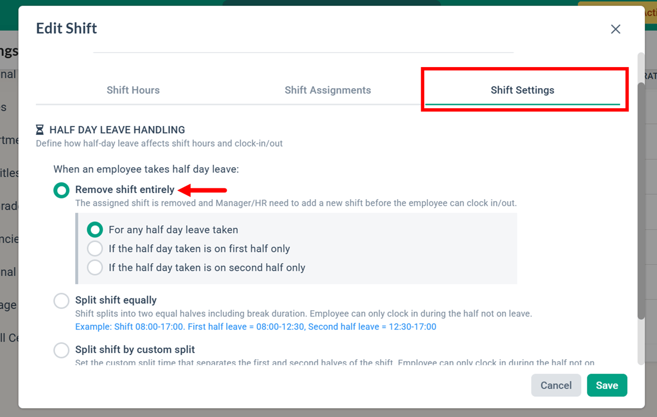 How to Configure Half-Day Leave Handling for Shift-Based Employees in ...