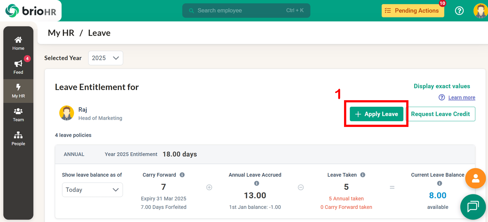 How to Apply Leave via BrioHR Web Browser (Desktop & Laptop)
