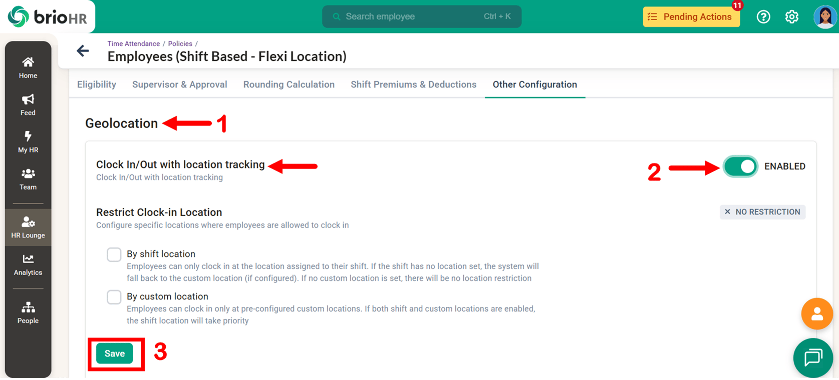 How to Enable Clock In/Out Location Tracking Without Location Restriction